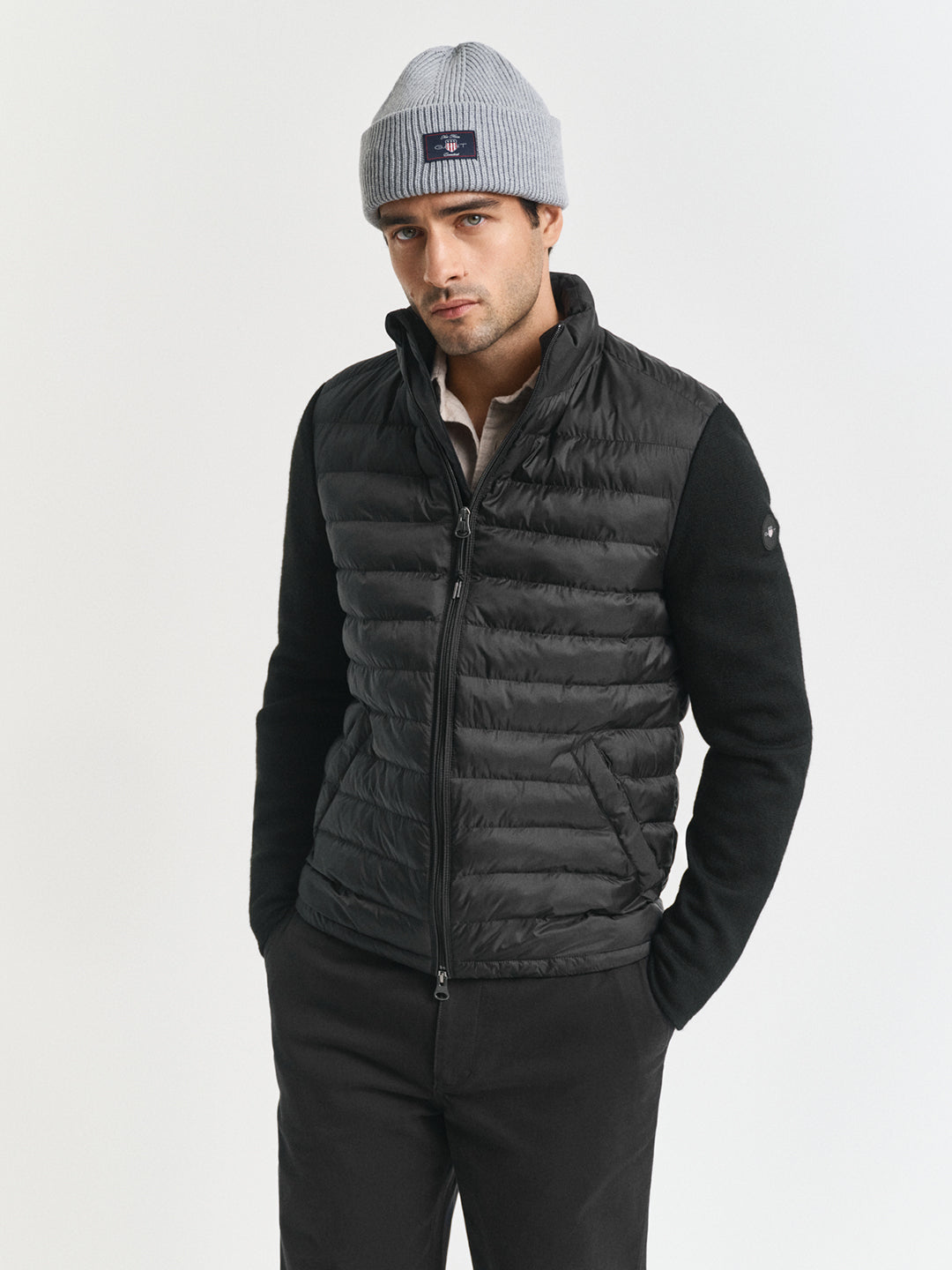 Shop Gant Men Regular Dark Charcoal Black Quilted Jacket - GANT India