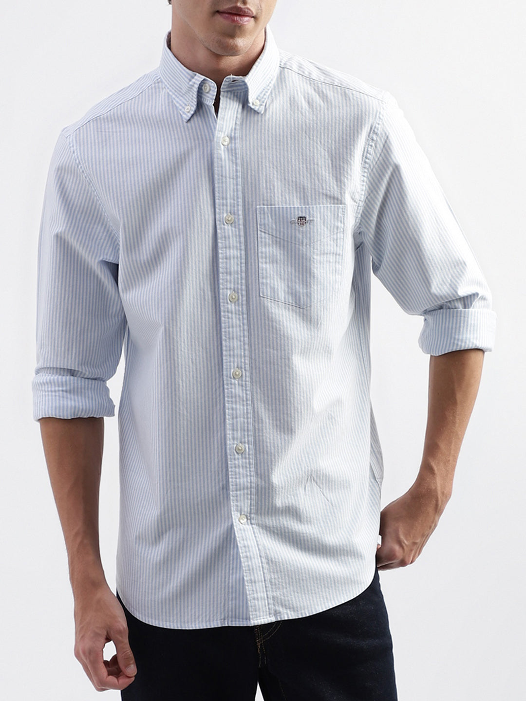 Shop Gant Blue Striped Regular Fit Shirt - GANT India