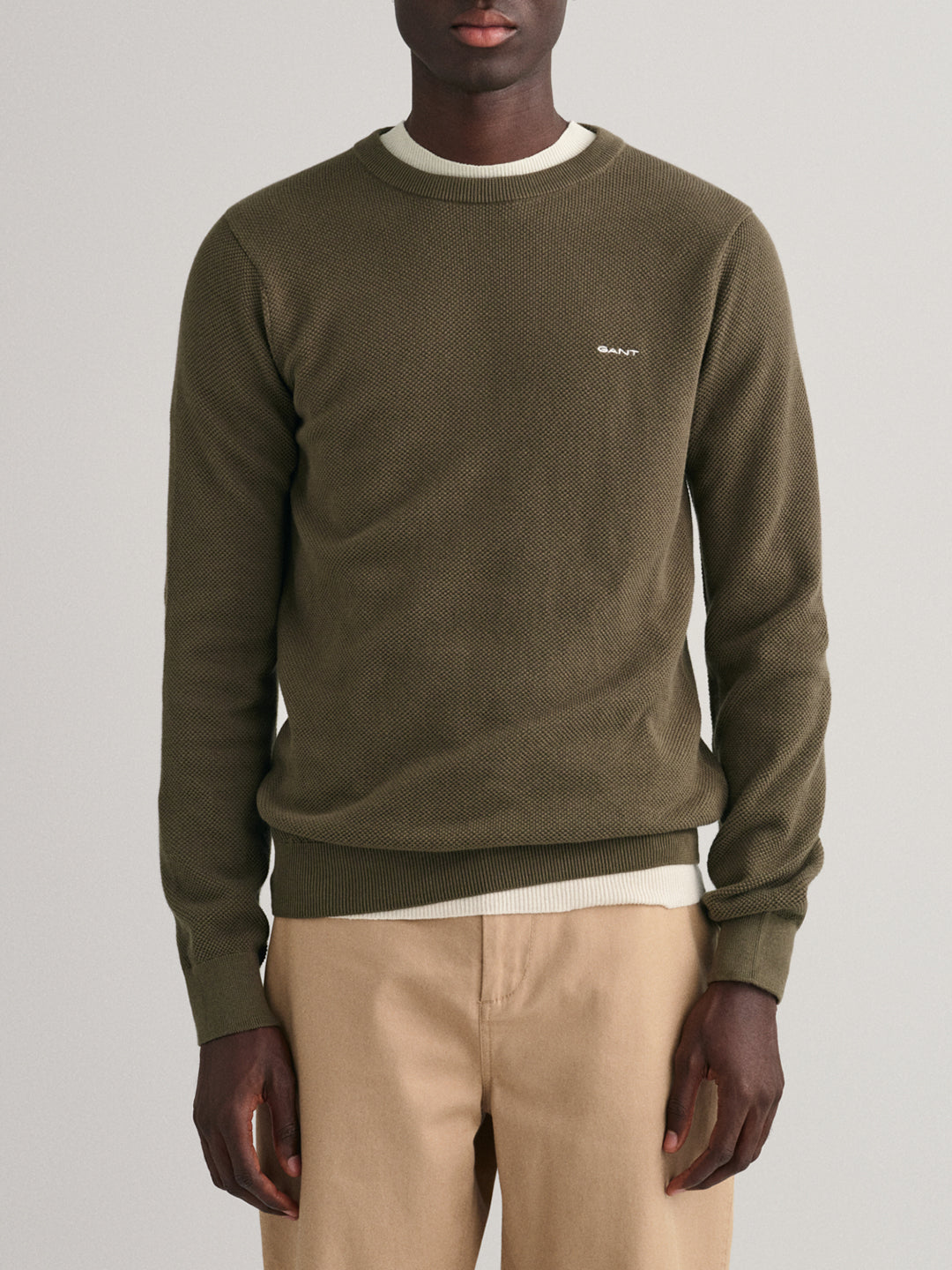 Shop Gant Men Green Solid Round Neck Sweater - GANT India