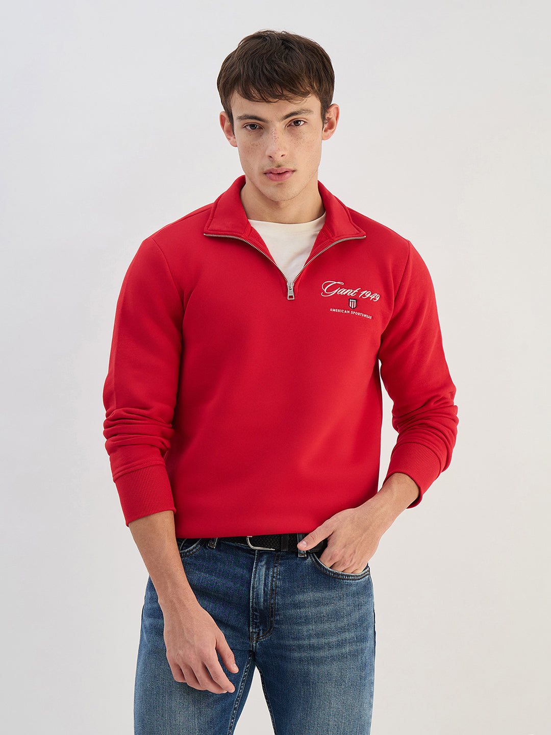 Shop Gant Men Red Solid High Neck Sweatshirt - GANT India