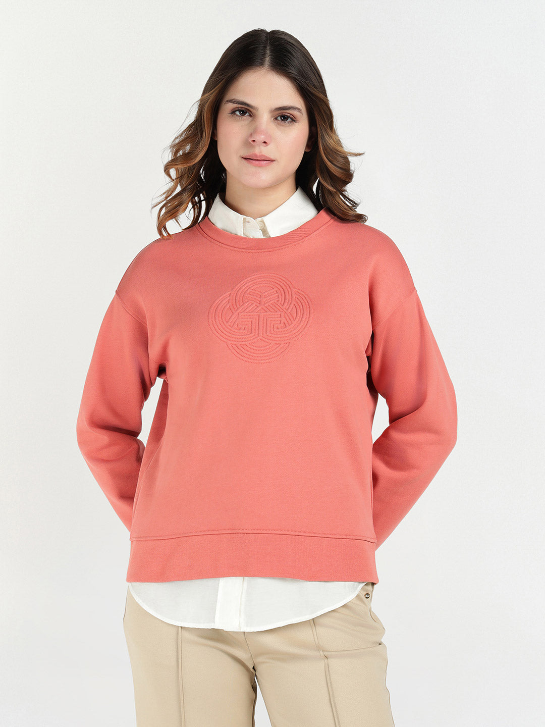 Shop Gant Women Red Solid Crew Neck Sweatshirt - GANT India